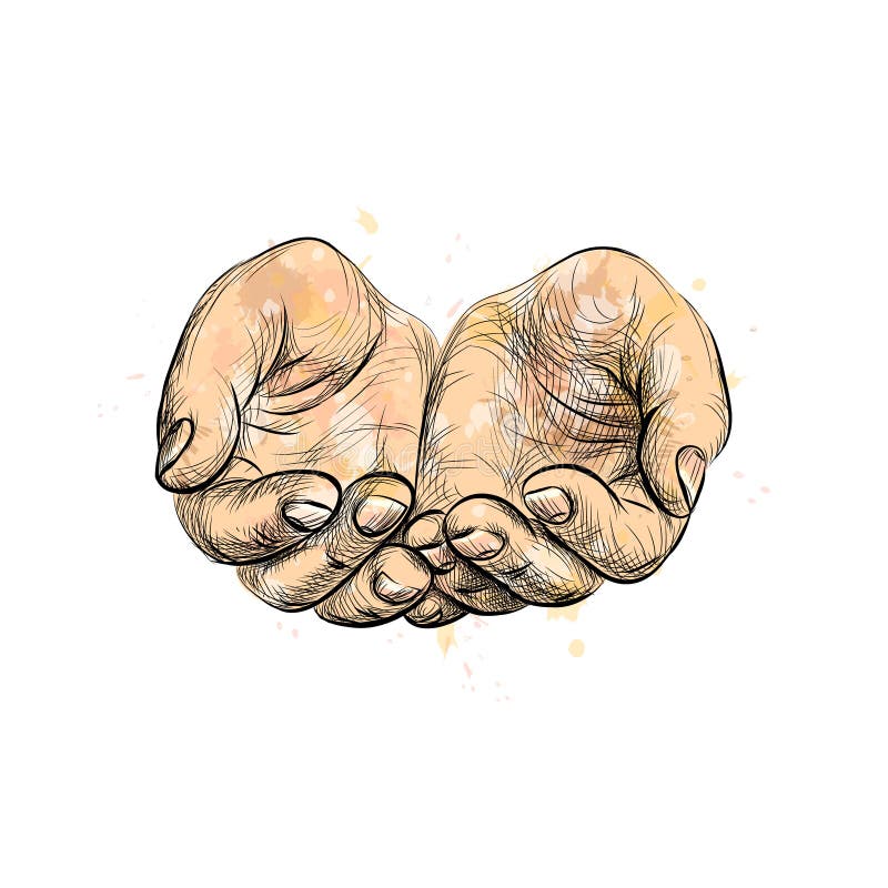 Cupped Hands, Folded Arms Sketch. Vintage Vector Illustration Stock ... Cupped Hands, Folded Arms Sketch. Vintage Vector Illustration Stock ...