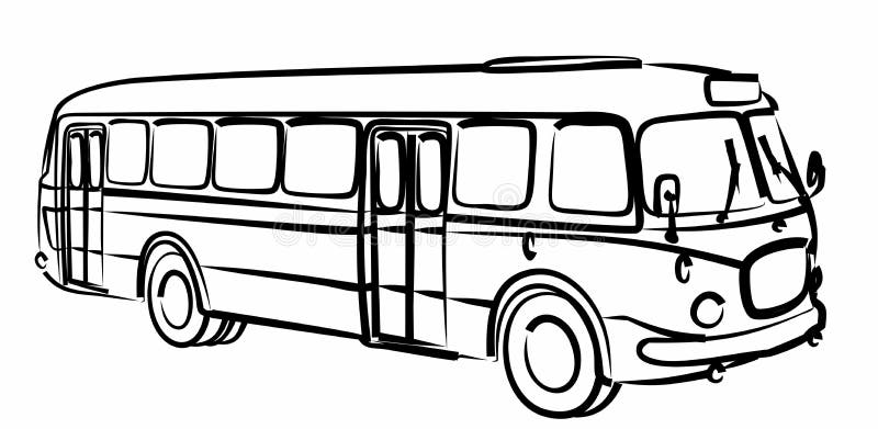 Sketch of big old bus. stock vector. Illustration of tourism - 145642193