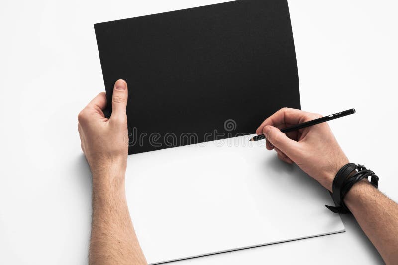 Sketch book mockup stock image. Image of document, empty - 90486383