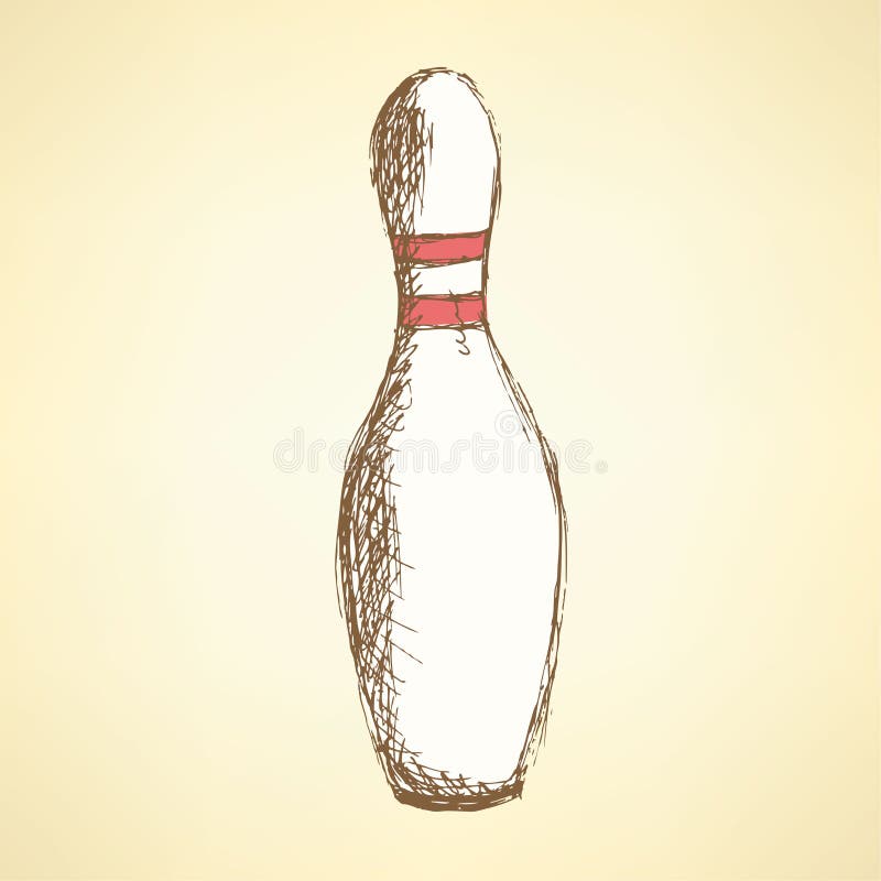 Sketch Bowling Pins in Vintage Style Stock Vector - Illustration of ...