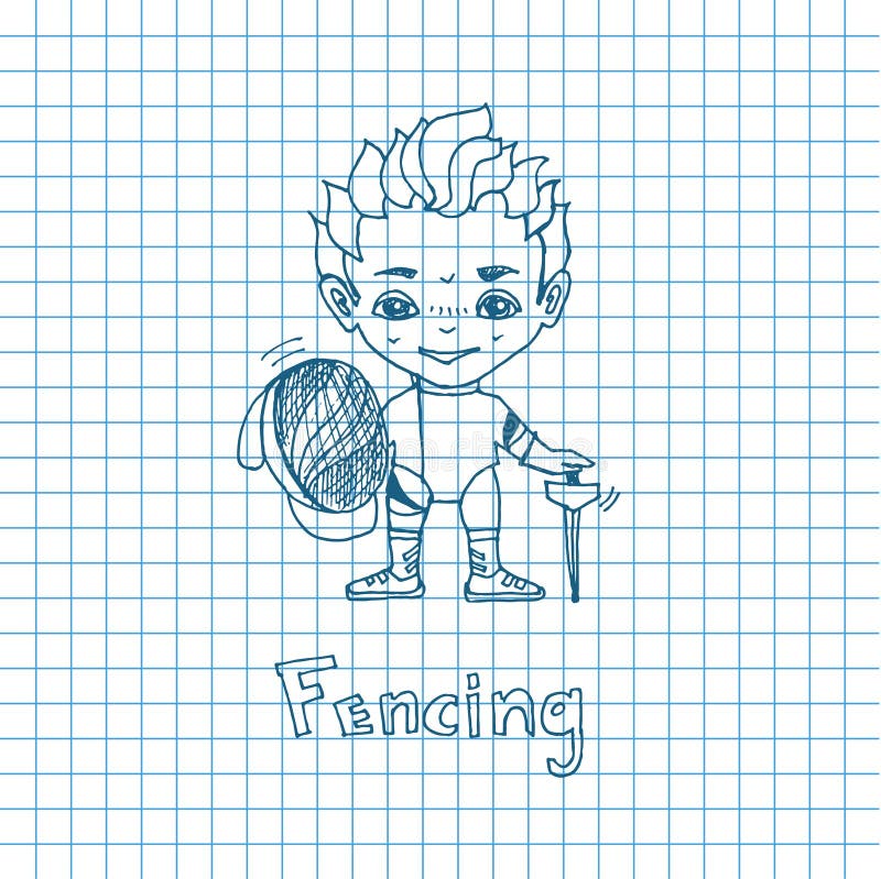 Sketch Boy Fencer stock illustration. Illustration of tournament - 71679759
