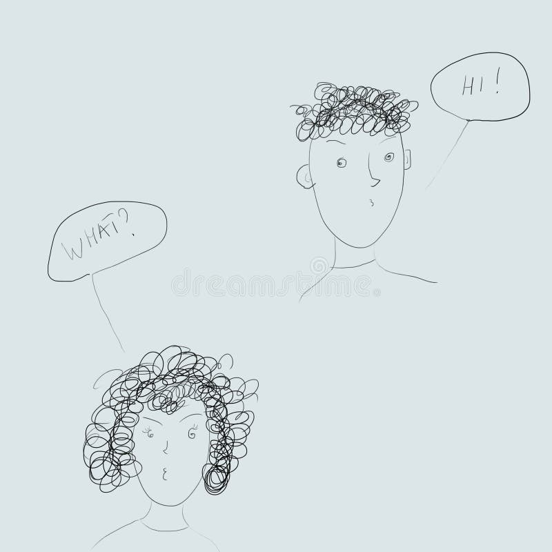 Sketch of a Boy and a Girl Meeting and Talking Stock Illustration ...