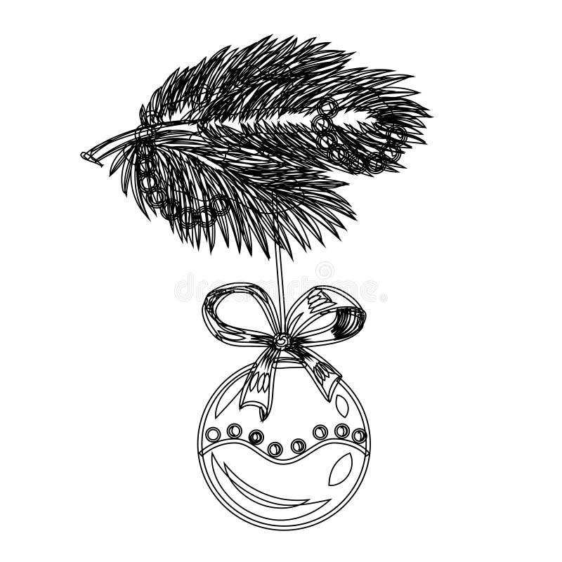 Sketch Branch of a Christmas Tree Decoration Ball Stock Vector ...