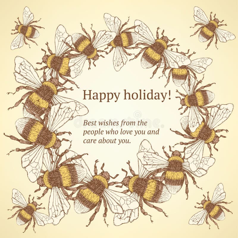 Sketch Bumble Bee in Vintage Style Stock Illustration - Illustration of ...