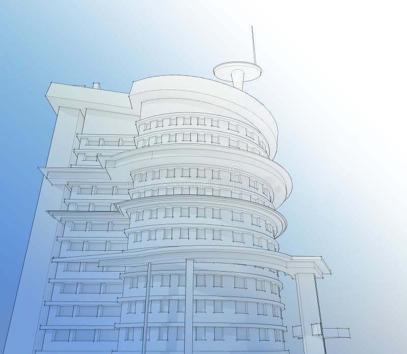 Sketch of the Business Center. Stock Illustration - Illustration of ...