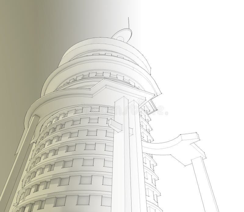 Sketch of the Business Center. Stock Illustration - Illustration of ...