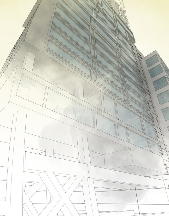 Sketch of the Business Center. Stock Illustration - Illustration of ...