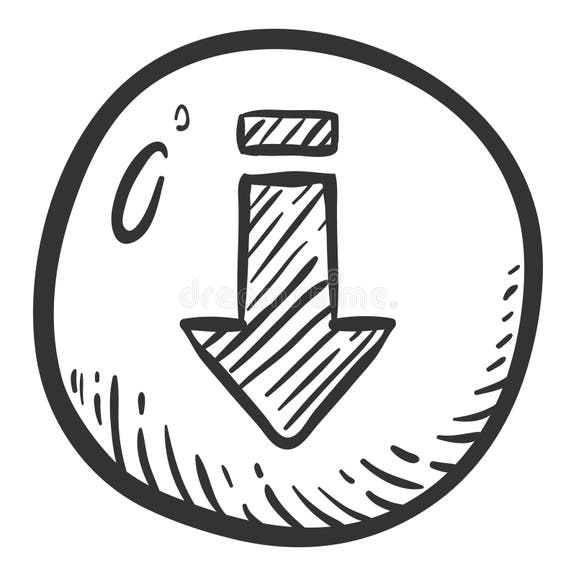 Sketch Button with Download Icon Stock Vector - Illustration of circle ...
