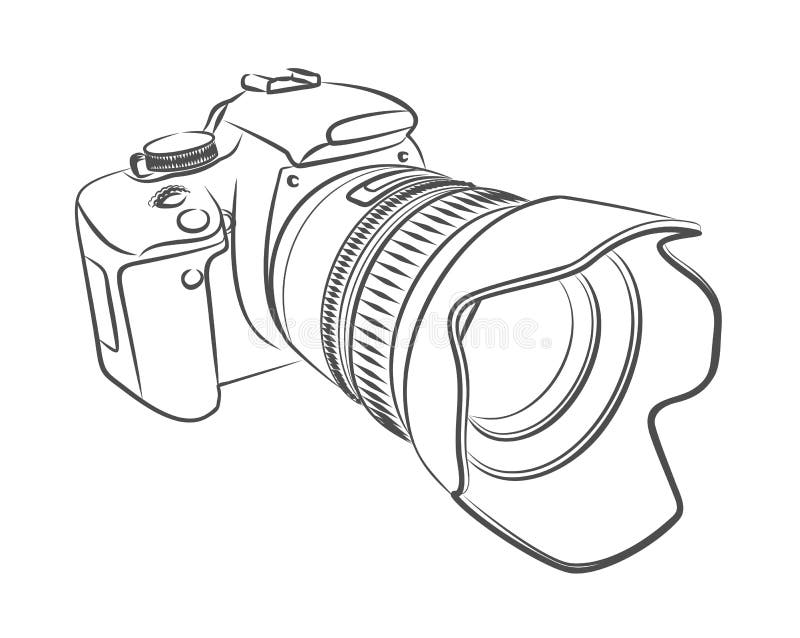 A Sketch of the Camera with Lens. Stock Vector - Illustration of mirror ...