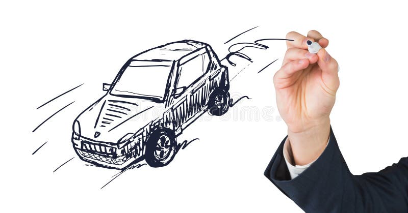Sketch of Car and Hand Drawing Stock Photo - Image of design, research ...