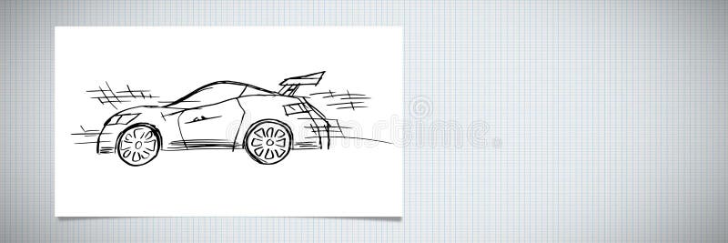 Sketch of car hand drawing stock illustration. Illustration of project ...