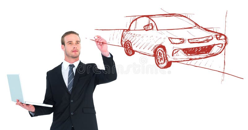Sketch of Car and Man Drawing Stock Photo - Image of machine ...