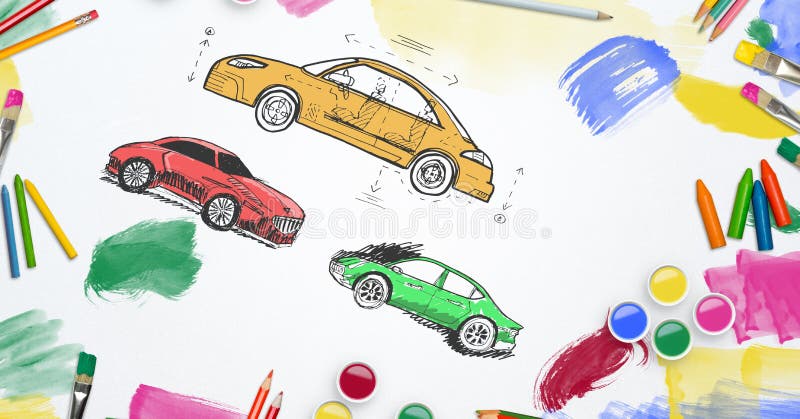 Sketch of Cars Hand Drawing and Creative Art Objects Stock Illustration ...