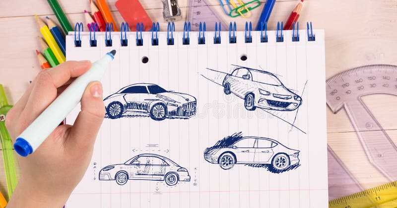 Sketch of Cars and Hand Drawing Stock Photo - Image of designing ...