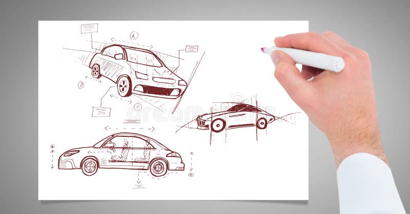 Sketch of Cars and Hand Drawing Stock Photo - Image of transport ...