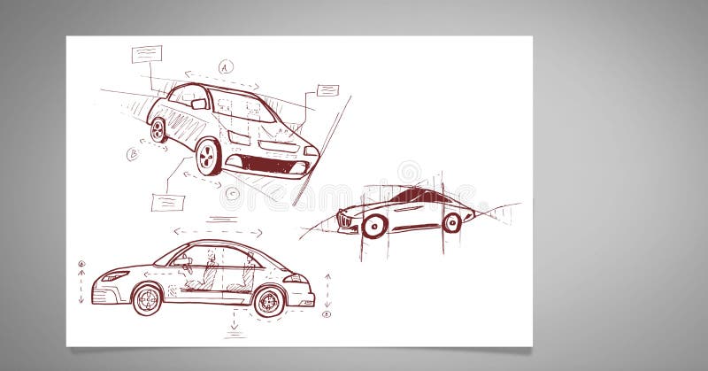 Sketch of car hand drawing stock photo. Image of engine - 118855170