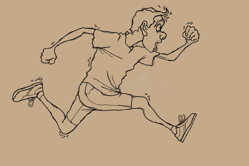 Sketch of Cartoon Man Running at High Speed Stock Vector - Illustration ...