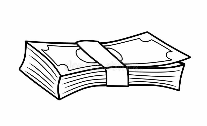 Sketch Cartoon Stack of Money on White Stock Illustration ...