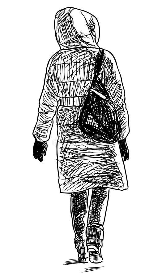 Sketch Woman Walking Alone Stock Illustrations 108 Sketch Woman