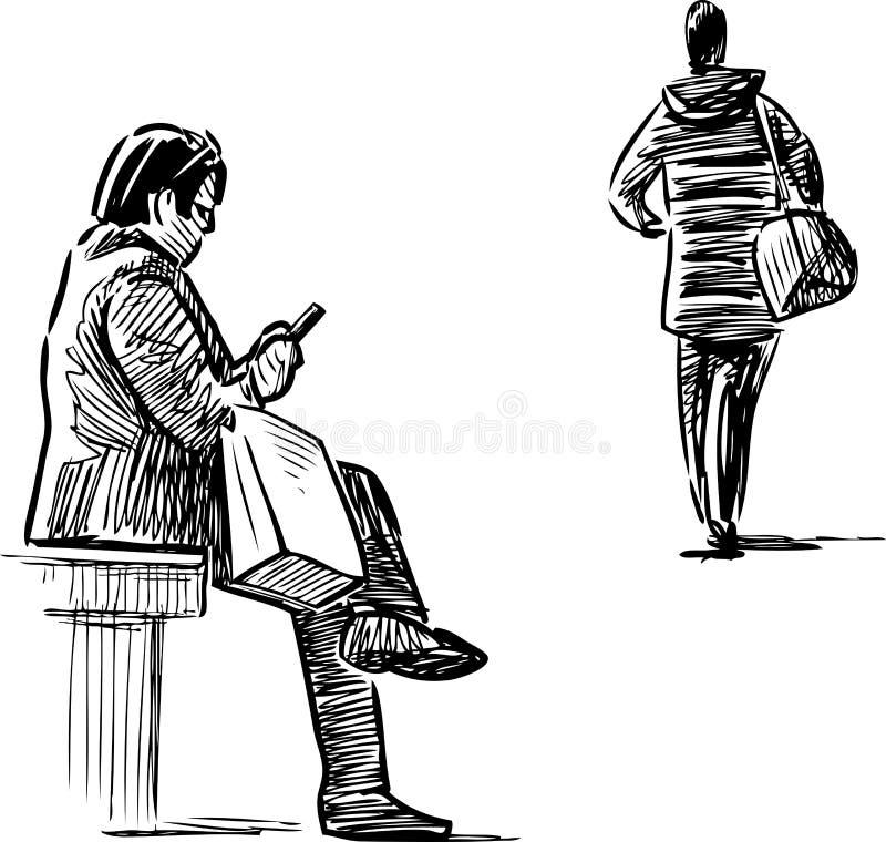 Sketch of the Casual Towns Persons Stock Vector - Illustration of ...