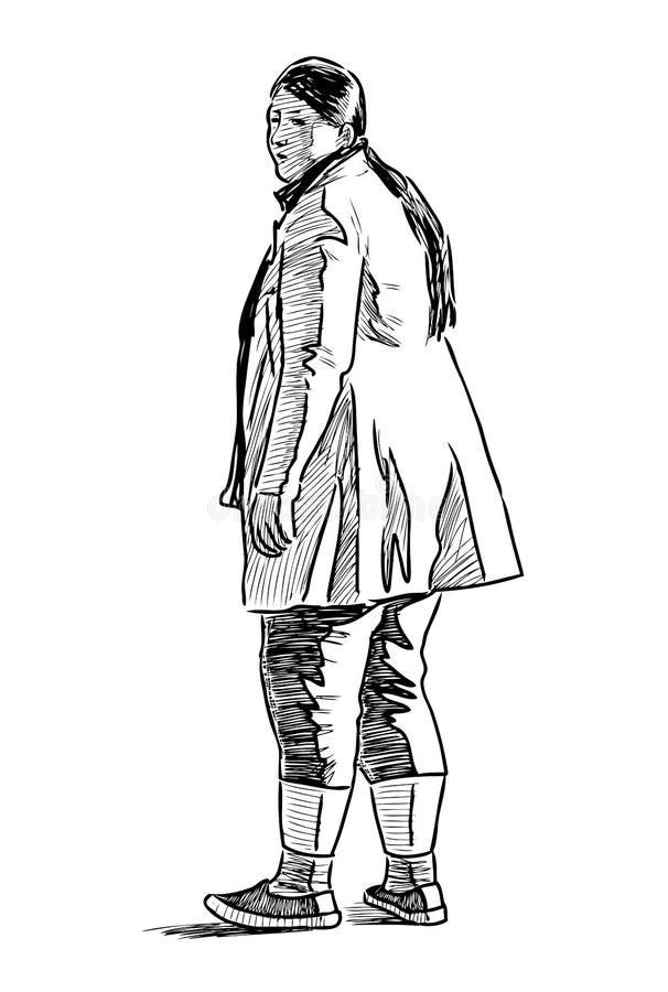 Sketch Of Casual City Woman In Mask Sitting On Park Bench On Summer Day