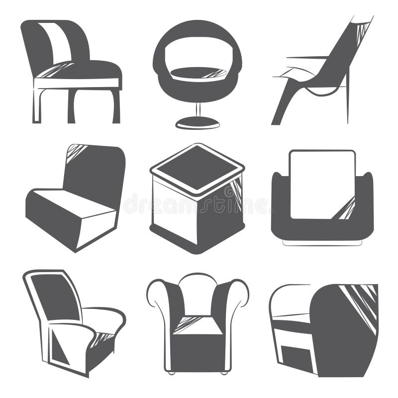 Chair icons stock illustration. Illustration of draw - 37068717