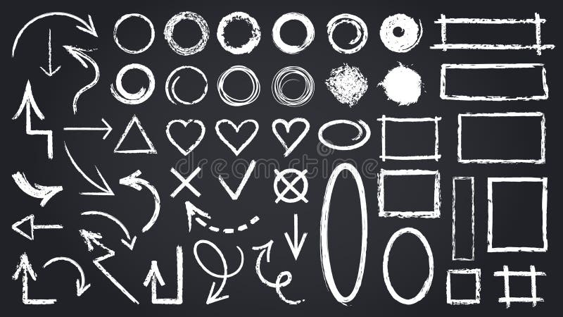 Sketch Chalk Elements. Sketch Chalkboard Elements, Hand Drawn Graphic ...