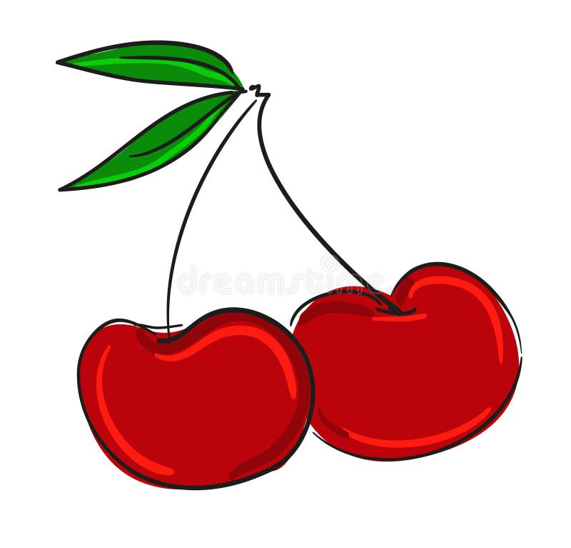 Sketch Cherry Isolated on a White Background. Hand Drawn Element for ...