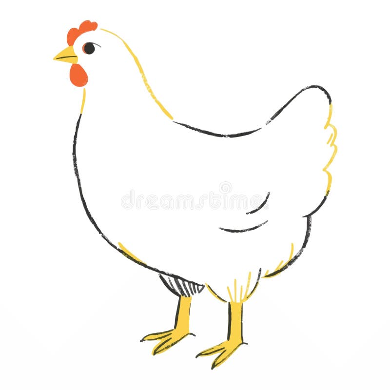 Sketch of a Chicken, Hand Drawn with Simple and Rustic Lines Stock ...