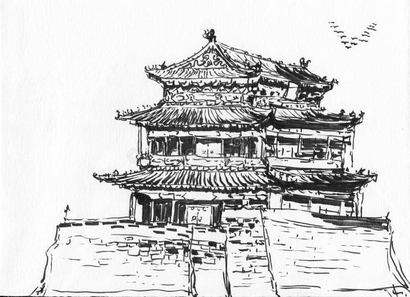 Drawn Chinese Building