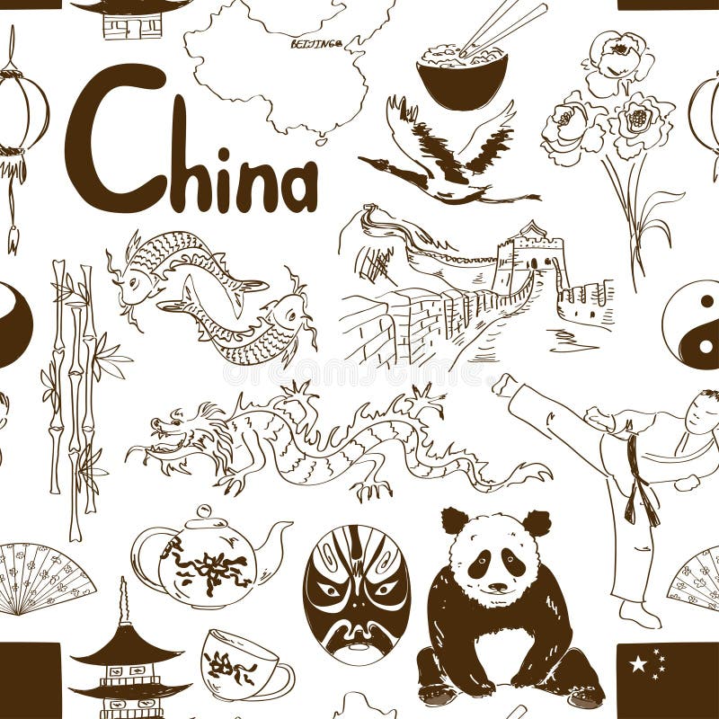 Sketch Chinese Seamless Pattern Stock Vector - Illustration of ...