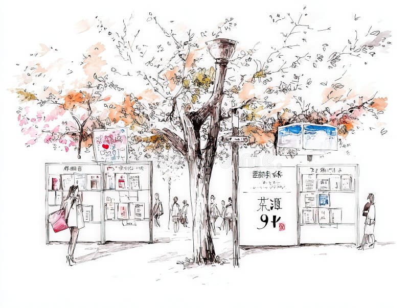 Sketch City: a Dynamic Illustration Showcasing City Life, Capturing ...