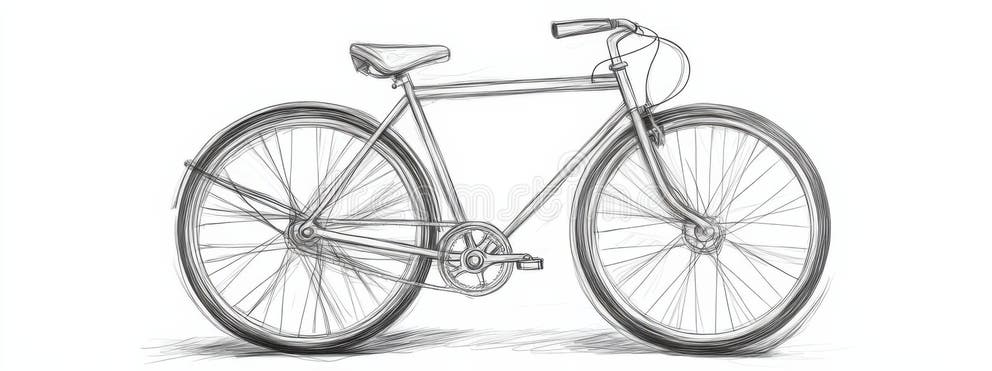 Sketch of a Classic Bicycle with a Simple Design Sitting on a Plain ...