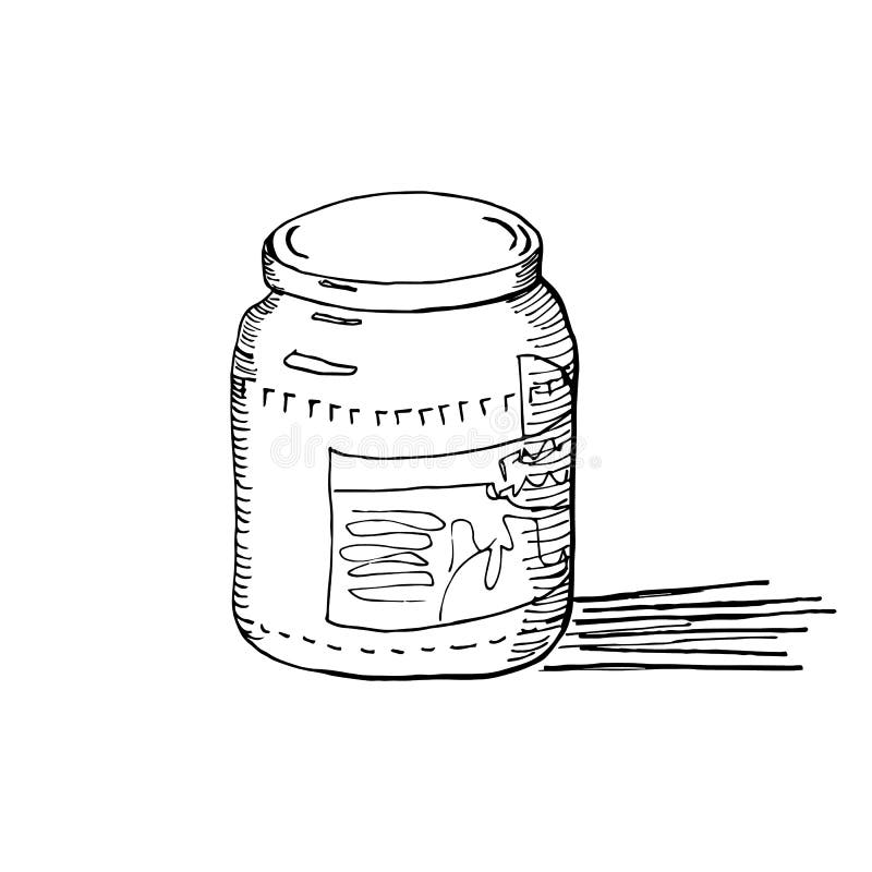 Sketch of closed glass jar stock illustration. Illustration of simple ...