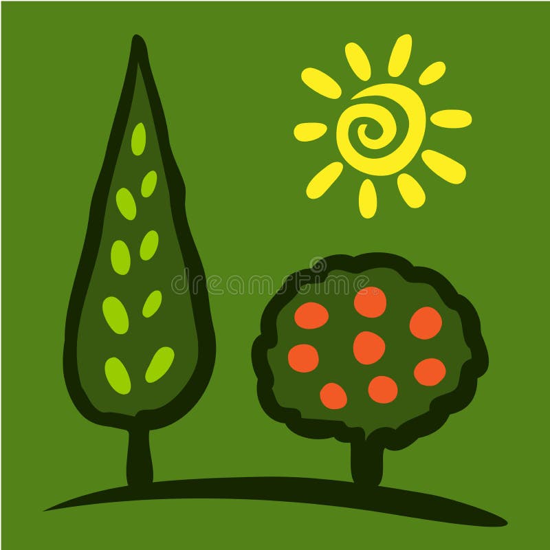 Green tree round icon stock vector. Illustration of autumn - 41386973