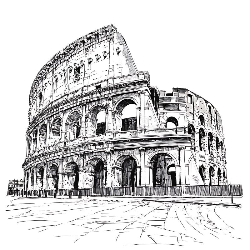 Sketch of Colosseum, Rome, Italy Stock Illustration - Illustration of ...