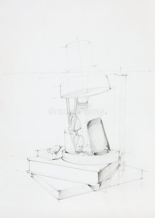 Sketch of Composition with Objects Stock Photo - Image of pencil ...