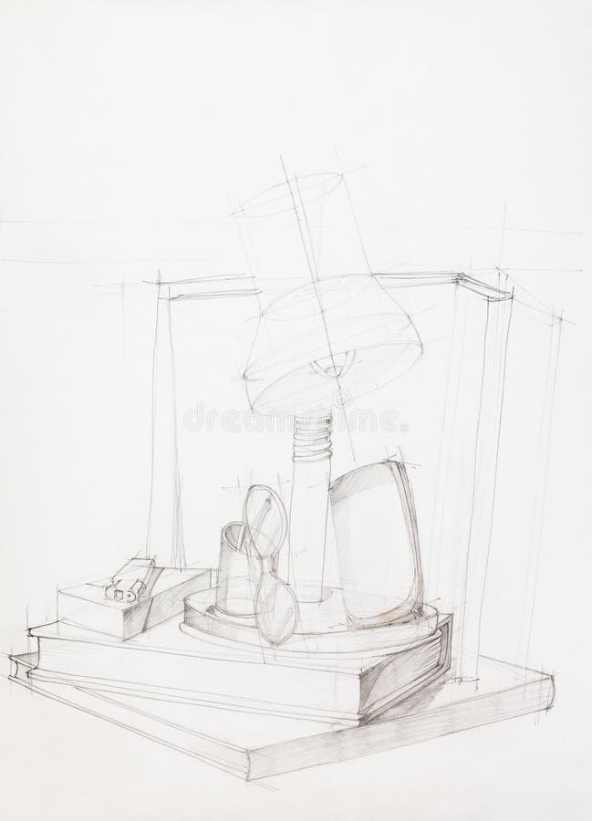 Composition with Objects, Sketch Stock Illustration - Illustration of ...