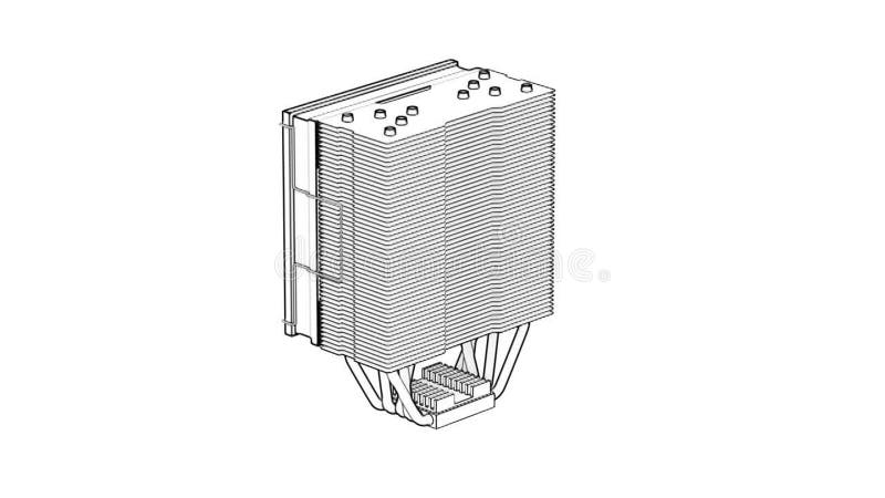 Sketch of Computer Processor Air Cooler Stock Footage - Video of design ...