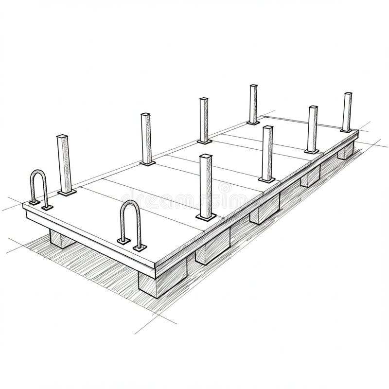 Sketch of a Concrete Foundation Slab Featuring Rectangular Columns ...