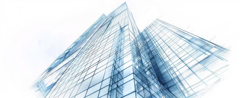 A Sketch of a Contemporary Skyscraper, with Sleek Lines, Glass Facades ...
