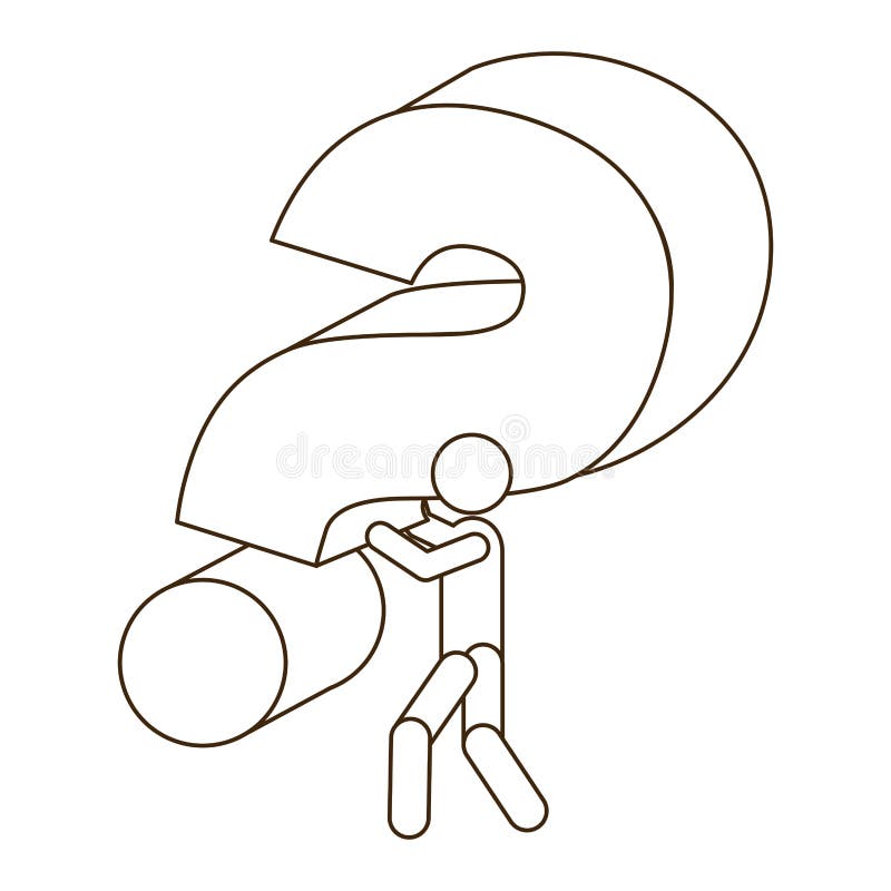 Sketch Contour Person Carrying Question Mark Stock Illustration ...