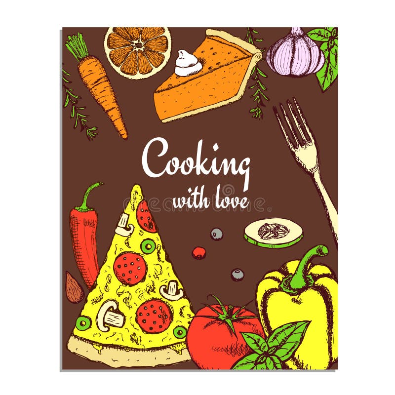 Sketch cooking card stock vector. Illustration of lunch - 67261790