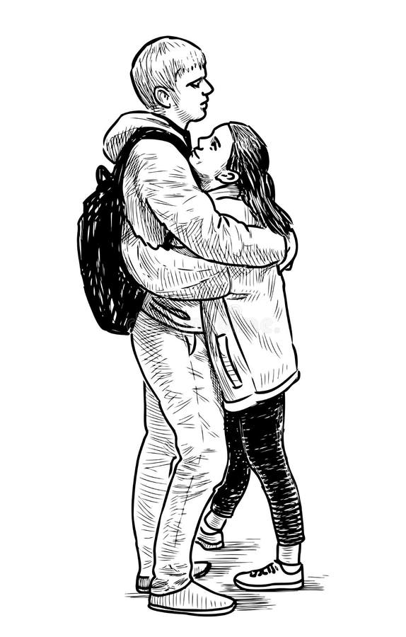 Drawing Couple Hugging