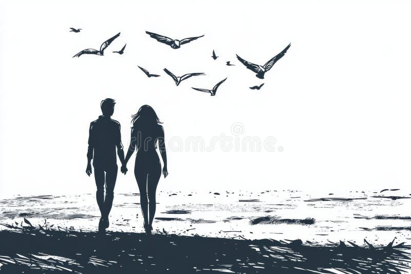 Sketch of a Couple S Hands Intertwined in Love, Image Stock Image ...