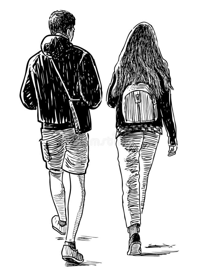 Guy Walking Away From Girl Drawing