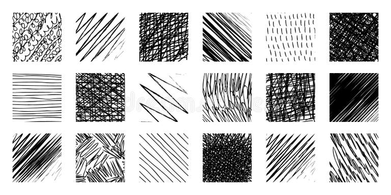 Sketch Cross Hatching Backgrounds Element Collection. Set of Rough ...