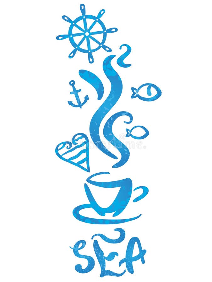 A sketch of cup of sea stock vector. Illustration of isolated - 80257579