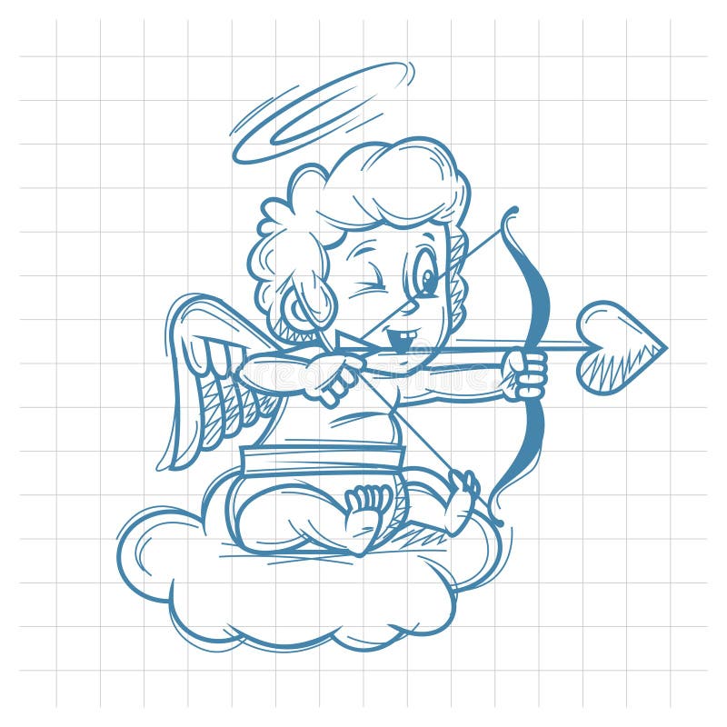 Sketch cupid shoots of bow stock vector. Illustration of angel - 36468096