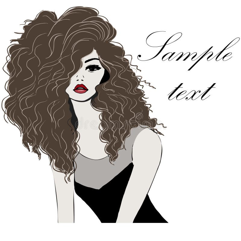 Sketch of curly model stock vector. Illustration of eyes - 53664404